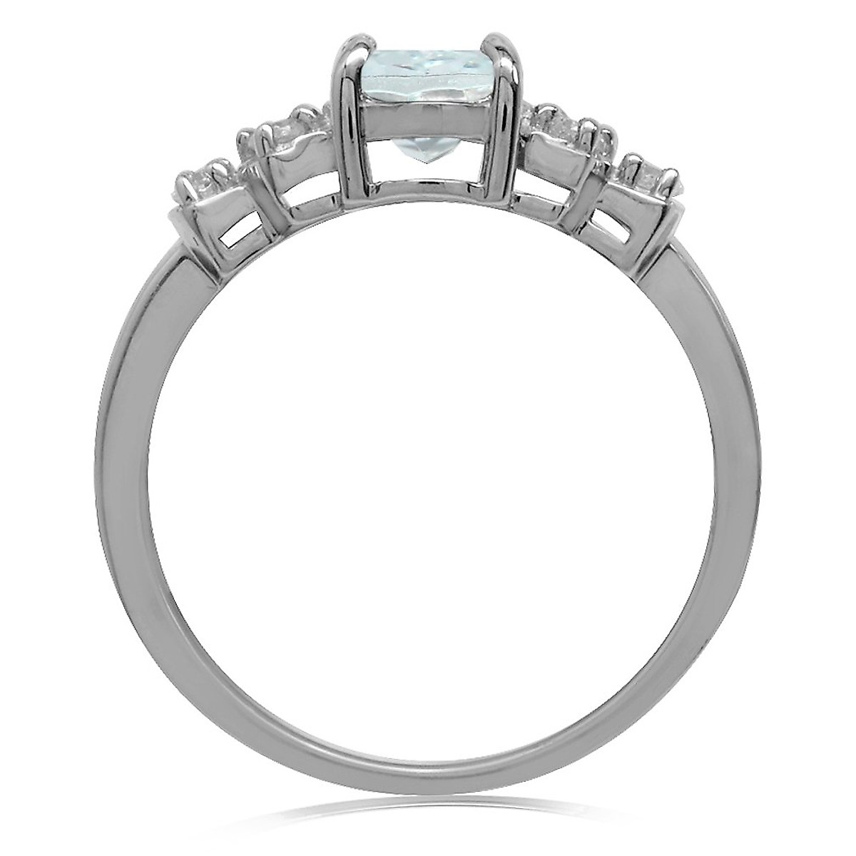 Silvershake 1.02ct. Genuine Blue Aquamarine and White Topaz Gold Plated 925 Sterling Silver Engagement Ring Size 9