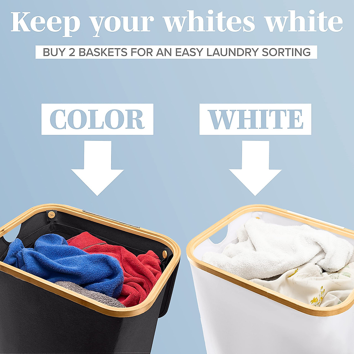 LONBET 26 Gal. Laundry Basket with Lid, Made from Breathable Fabric Aesthetic Clothes Hampers for Laundry with Side Handles & Sturdy Bamboo Frame Laundry Hamper with Lid & Removable Bag, Black