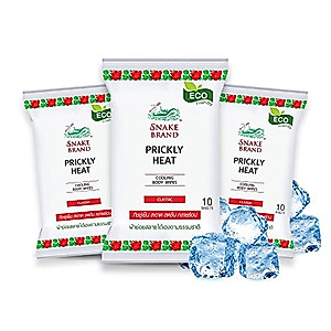 Snake Brand Cooling Body Wipes Instant Ice Eco Friendly Tissue Relaxing Original Classic Scent, 3 Packs x 10 Sheets - Daily Use Body Wipes