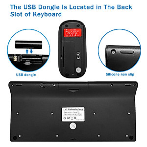 Wireless Keyboard and Mouse Combo, Compact Quiet Wireless Keyboard and Mouse Set 2.4G Ultra-Thin Sleek Design for Windows, Computer, Desktop, PC, Notebook, Laptop (GHKM03)