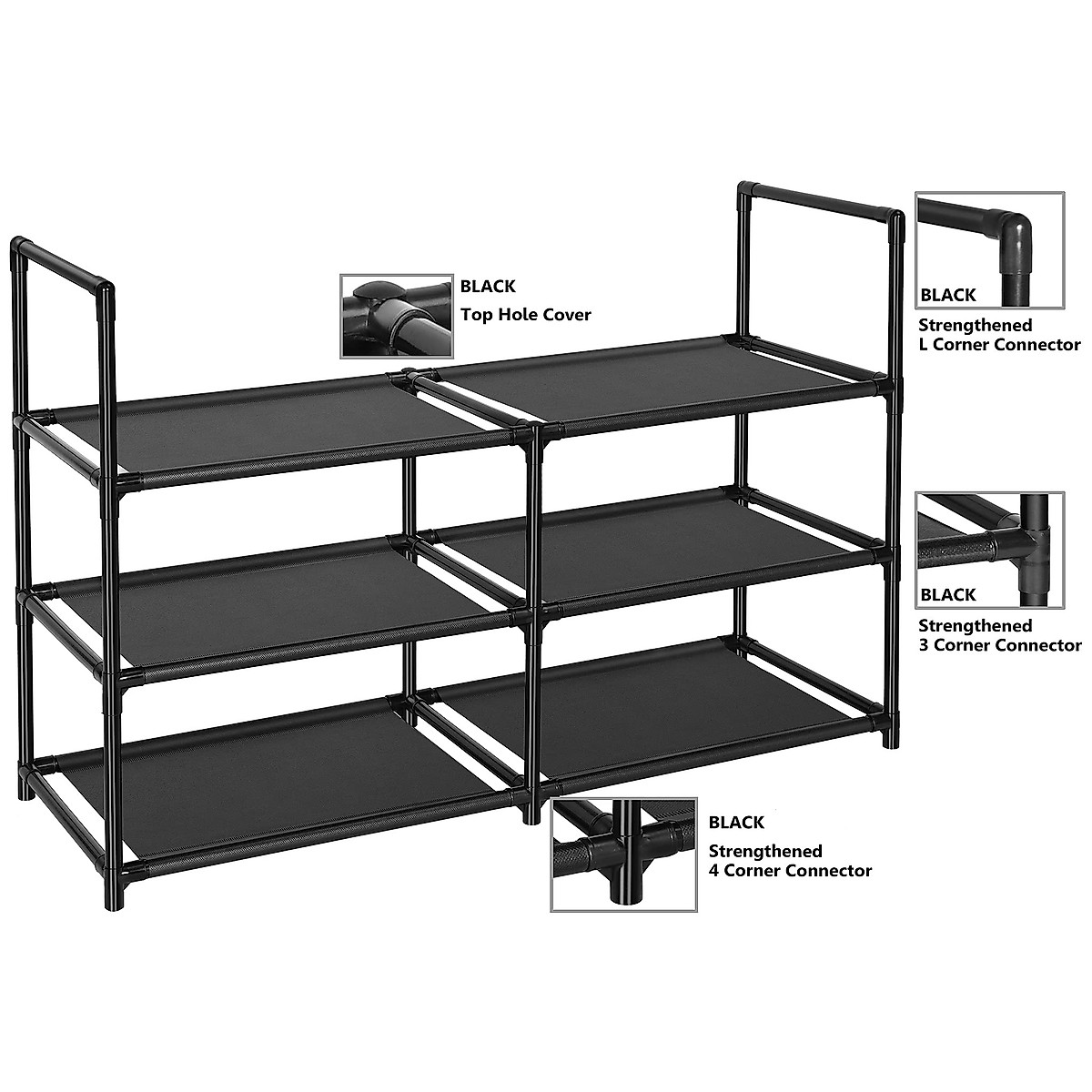 FIDUCIAL HOME 3 Tiers Shoe Rack 12-15 Pairs Sturdy Shoe Shelf