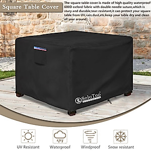 SoloToo Outdoor Square Table Cover Waterproof,54 Inch Square Patio Table Cover Used for Garden,Lawn and Backyard - 54 X 54 X 28 Inch (Black)