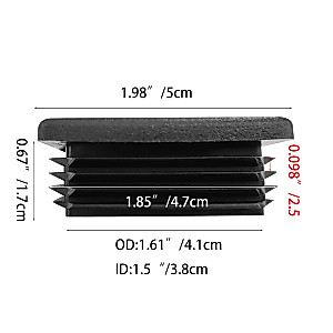 2 Inch Square Tubing Plastic Plugs End Cap Fence Post Pipe Cover Tube Chair Glide Insert Finishing Plug 10 Pieces