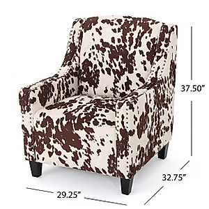 Christopher Knight Home Elysabeth Studded Velvet Club Chair, Milk Cow / Dark Brown 32.75D x 29.25W x 37.5H in