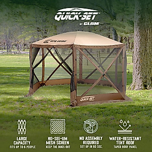 CLAM Pop Up Screen Tent, Outdoor Camping Gazebo Canopy, Escape, 11.5', Brown