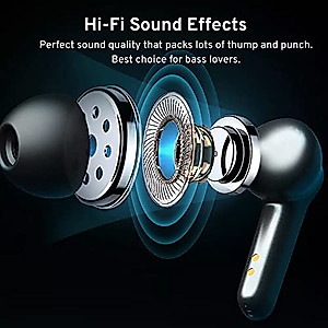 StitchGreen H3 Wireless Earbuds Bluetooth 5.1 ENC Active Noise Cancelling Earphones IPX-5 Waterproof Stereo Headphones in-Ear Built-in Mic Headset with Wireless Charging Case Deep Bass & Hall Switch