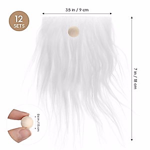 12Pcs Gnome Beards for Crafting Faux Fur Fabric Precut Gnomes Beards Handmade 12 Pieces Wood Balls for Halloween Christmas Craft Supplies White