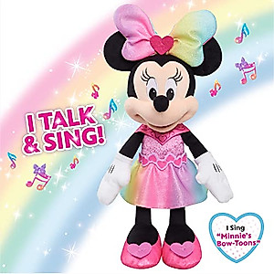 Disney Junior Minnie Mouse Sparkle and Sing Minnie Mouse, 13 Inch Feature Plush with Lights and Sounds, by Just Play