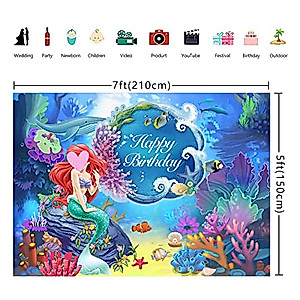 Dost Mermaid Themed Backdrop Under The Sea Little Mermaid Backdrop Mermaid Princess Girls Birthday Party Decoration Ariel Mermaid Photo Backdrop(7x5FT), Dost-cy257-7x5FT