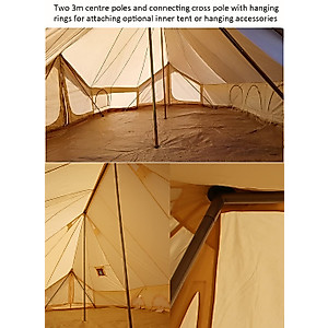 Playdo 6M Large 4 Season Canvas Wall Tent Yurts Tent with Stove Jack for Camping Festival (Size 19.6'L x 13.1'W x 9.8'H) (with stove jack)
