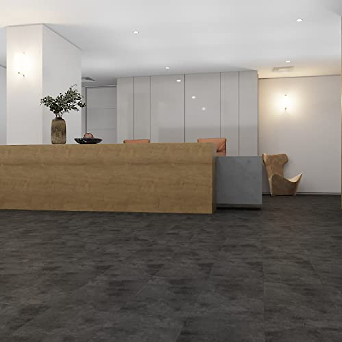 Lucida Surfaces Luxury Vinyl Flooring Tiles | Glue-Down Adhesive Flooring for DIY Installation | 18 Stone-Look Planks | GlueCore+ | 36 Sq. Feet (Box of 18 Tiles, Riverock)