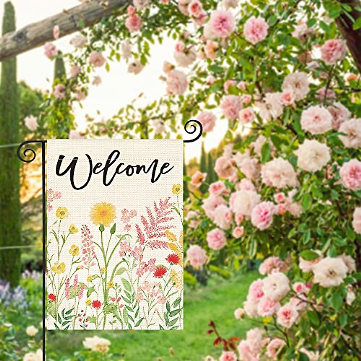 AVOIN colorlife Spring Welcome Garden Flag 12x18 Inch Double Sided Outside, Floral Yard Outdoor Flag