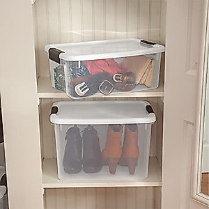 Sterilite 18 Quart Clear Plastic Stackable Storage Container Bin Box Tote with White Latching Lid Organizing Solution for Home & Classroom, 30 Pack