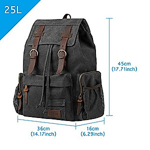 PKUVDSL Large Canvas Backpack, Vintage Rucksack Women Men for Travel Hiking Camping Laptop Backpack