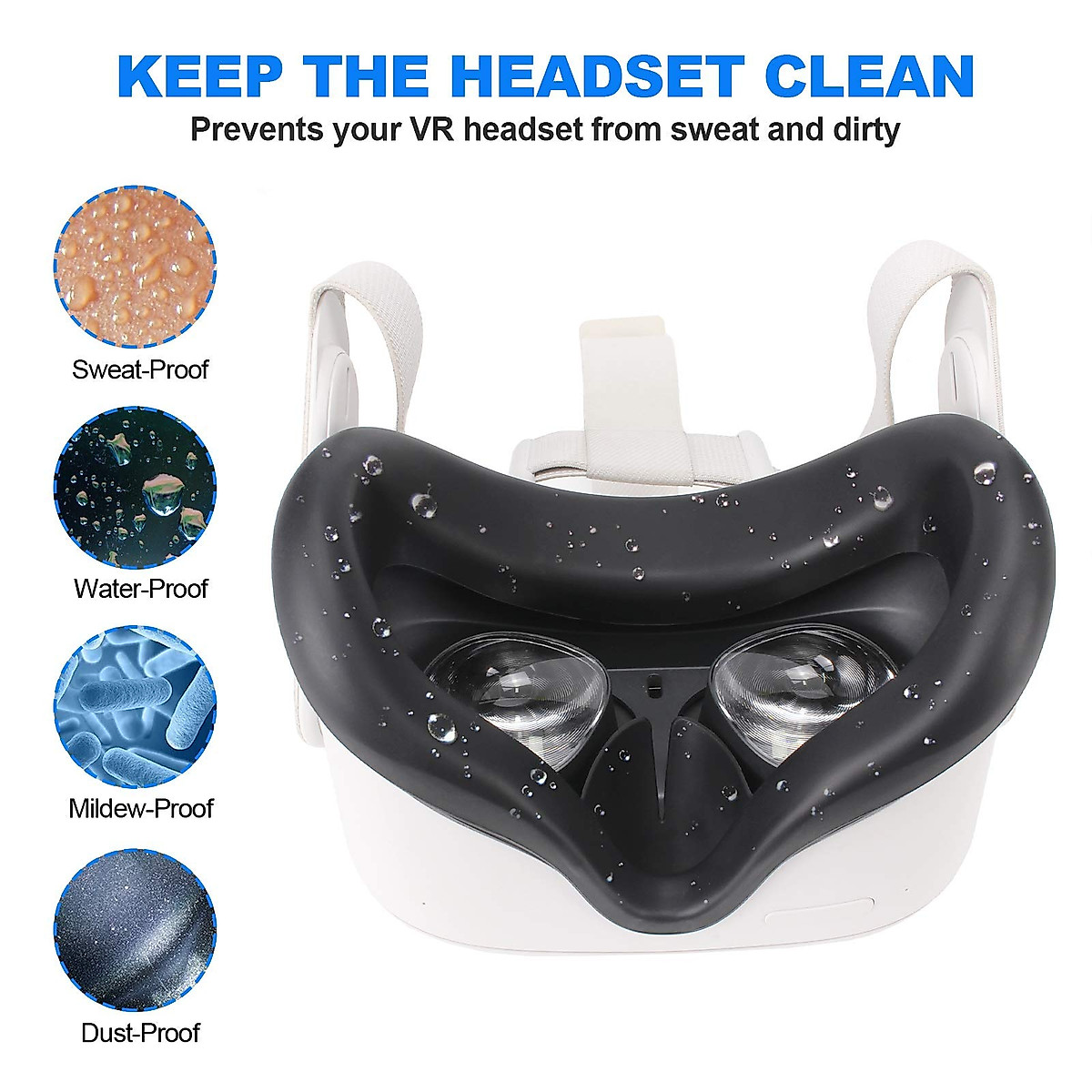 NexiGo Silicone Fit Pack and Lens Protect Cover Set for Oculus Quest 2, Fit Pack Pad with VR Lens Cover, Sweat-Proof, Non-Slip, Anti-Scratch for Oculus Quest VR Accessories Set