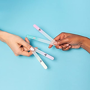 Glass Files for Nails, Glass Fingernail Files, Manicure Nail Care, Gentle Precision Filing, Expertly Shape Nails & Enjoy a Smooth Finish - Bona Fide Beauty 4-Piece Pastel Premium Czech