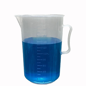 TN LAB Beaker Pitcher Measuring Cup Strong Handle Polypropylene Plastic Graduated 2000ml 2L Holds ~2 Quarts