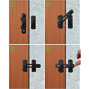 3 Pack Small Stainless Steel Door Lock Flip Lock Safety Door Bolt Lock, Door Holder Latch (Black)