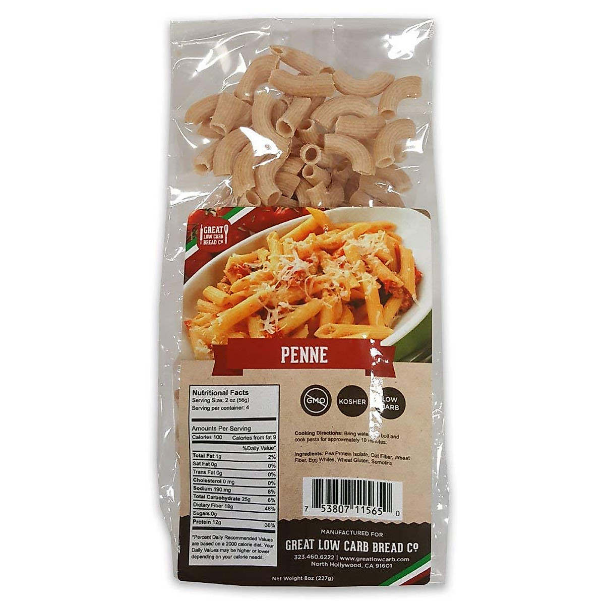 4 Pack Assortment Low Carb Pasta, Fettuccine, Rotini, Penne, and Elbows, Great Low Carb Bread Company