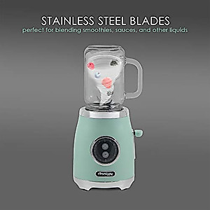 Americana EPB399M by Elite Glass Mason Jar Blender with 17oz Jar + 20oz. Sports Bottle, Blend Personal Smoothie, Crush Ice, Shakes, Keto Protein, 300 Watts