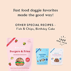 Bocce's Bakery - Limited Edition Wheat-Free Dog Treats, Burgers & Fries Biscuits, 5 oz
