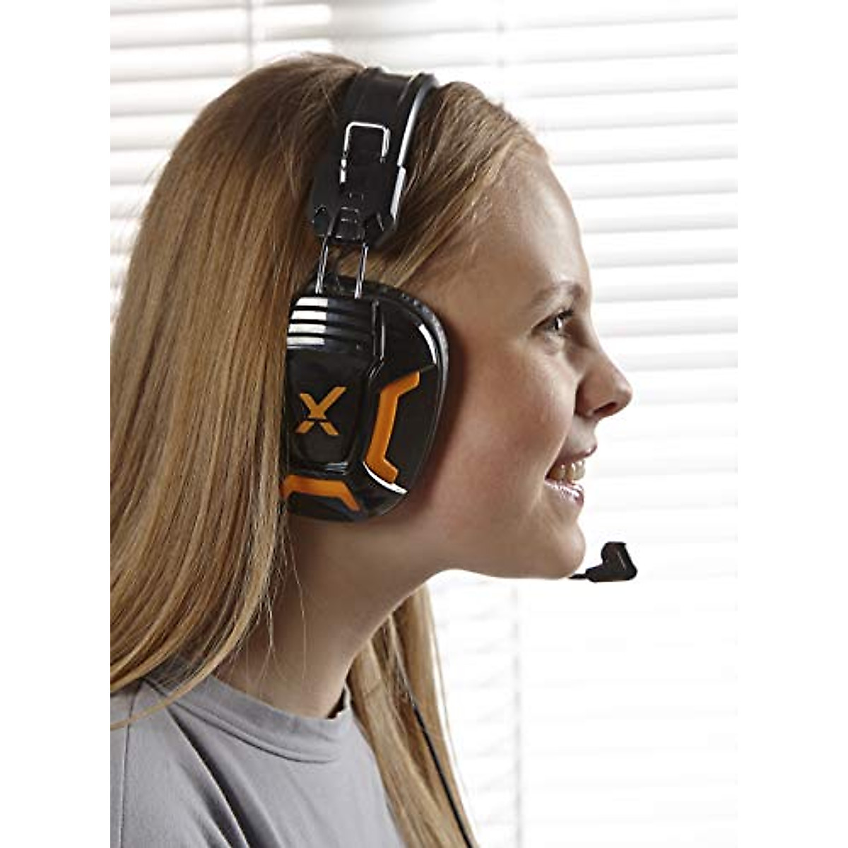 X Rocker, 5198001, XH1 Headset with Microphone, 7.09 x 3.94 x 7.87, Black/Orange