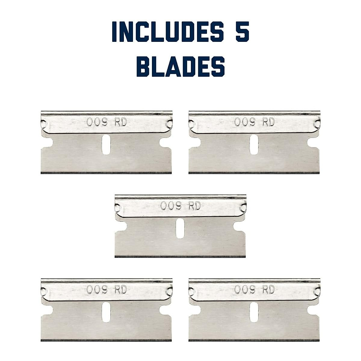 AccuTec Pro Heavy Duty Window Scraper with 5 Blades - Full Metal Body for Longevity and High Carbon Steel Blades for Optimized Sharpness and Durability - APTL-7001