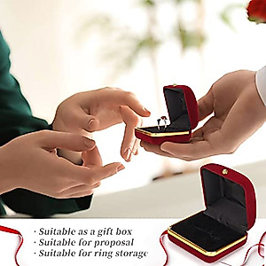 Bi Fang Velvet ring box Jewelry Gift Boxes for Thanksgiving,Birthday, Wedding Christmas Jewelry Showcase Displays, (Wine Red)