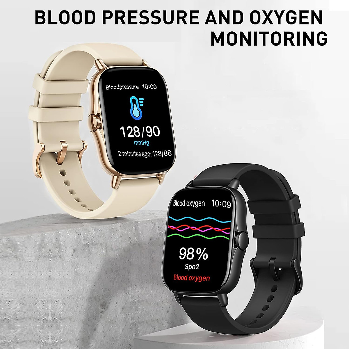 DOVIICO Smart Watch, Upgraded Fitness Full Touch Screen Smart Watch for iOS/Android Phones with Real Time Heart Rate Monitor, Blood Pressure/Oxygen Tracker with Smart Watches for Women Men