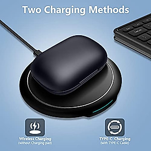 Wireless Earbuds 48H Playback Bluetooth Headphones Earbuds with Wireless Charging Case and Earhooks Over Ear Waterproof Earphones with Mic for Sports Running Workout iOS Android Phone Laptop Black