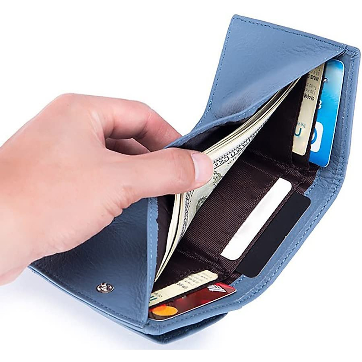 IJPQIJ 2023 New Unisex Anti-Credit Card Fraud Folding Mini Wallet, Genuine Leather RFID Blocking Card Holder Organizer Pocket Mini Wallet (Purple)