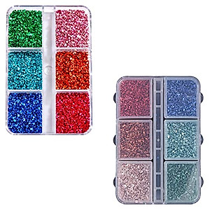 Crushed Glass Glitter Multicolor Irregular Metal Fragments Broken Glass Sprinkling Coarse Glitter Suitable for Nail Broken Glass Pieces for Resin Crafts