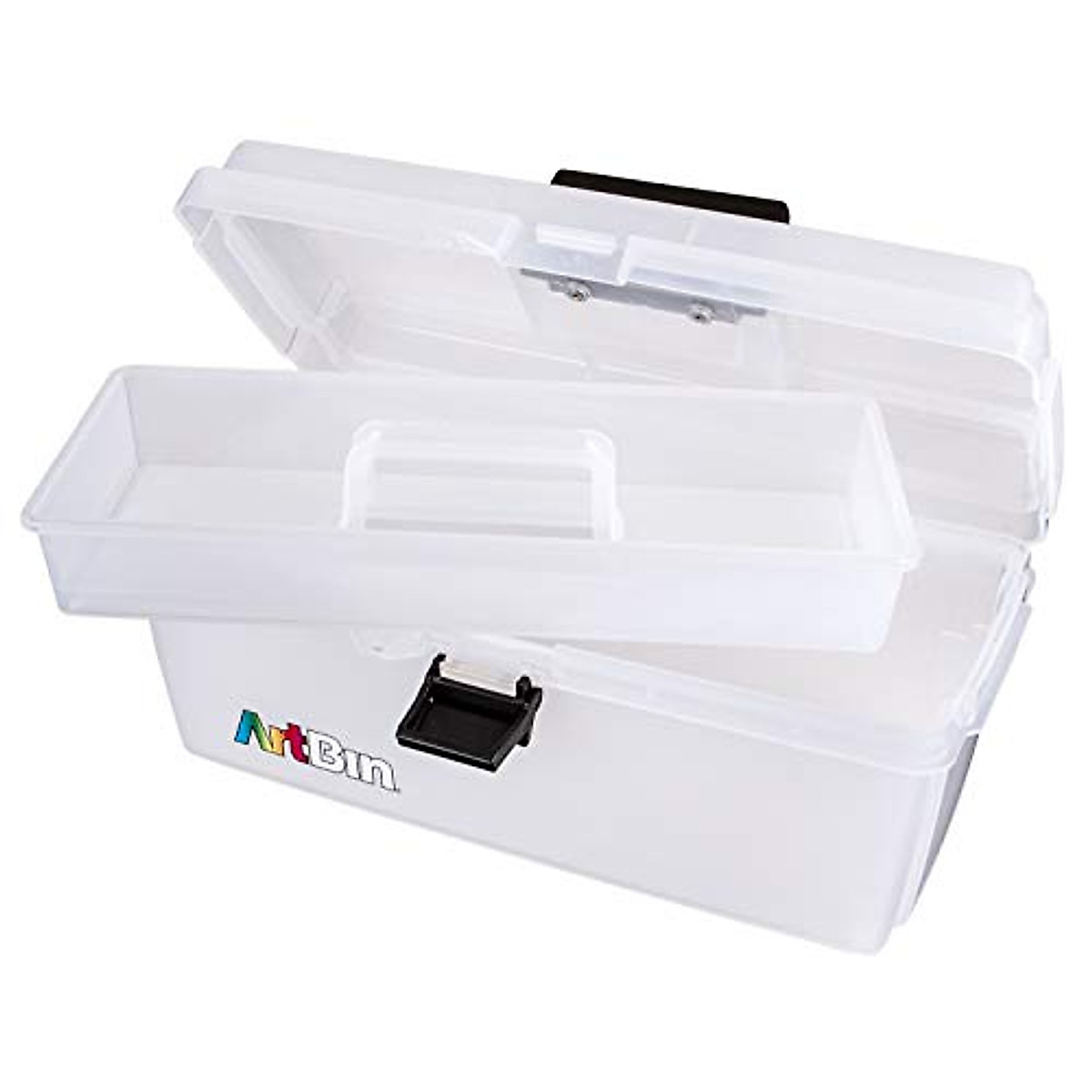 ArtBin 6966AB 16 in. Lift-Out Tray Box, Portable Art & Craft Organizer with Handle and Tray, Clear
