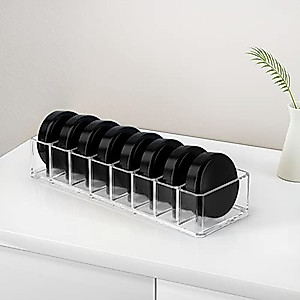 HBlife Clear Acrylic Makeup Compact Organizer, 8 Spaces Vanity Organizer Stand Eyeshadow Pallet Storage for Lipstick Bronzer Powder Highlighter, Skincare Cosmetic Display Cases for Bathroom