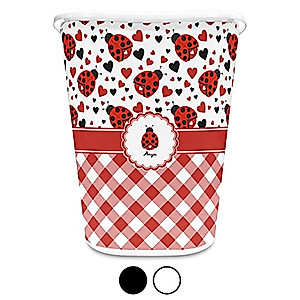 RNK Shops Ladybugs & Gingham Waste Basket - Single Sided (Black) (Personalized)