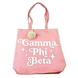 Sorority Shop Gamma Phi Beta Retro Pom Pom Tote Bag