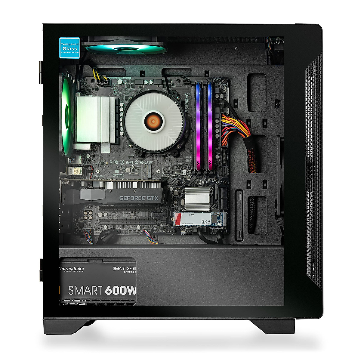 Thermaltake LCGS Graphite 165 CPU Gaming PC (AMD Ryzen™ 5 3600 6-core, ToughRam Z-ONE 3600Mhz 16GB RGB Memory, NVIDIA GeForce® GTX 1650 OC 4GB, 1TB M.2 NVMe, Win 10 Home) S1BK-B550-G15-LCS