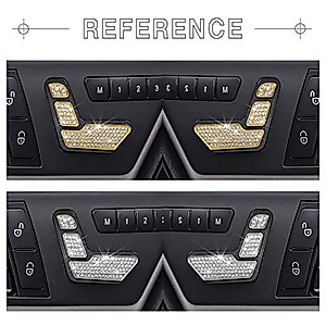 1797 Compatible Seat Adjust Button Caps for Mercedes Benz Accessories Parts Bling W204 W212 C117 X156 C E CLA GLA GLE Class AMG Covers Decals Interior Decorations Women Men Crystal Silver Pack of 6