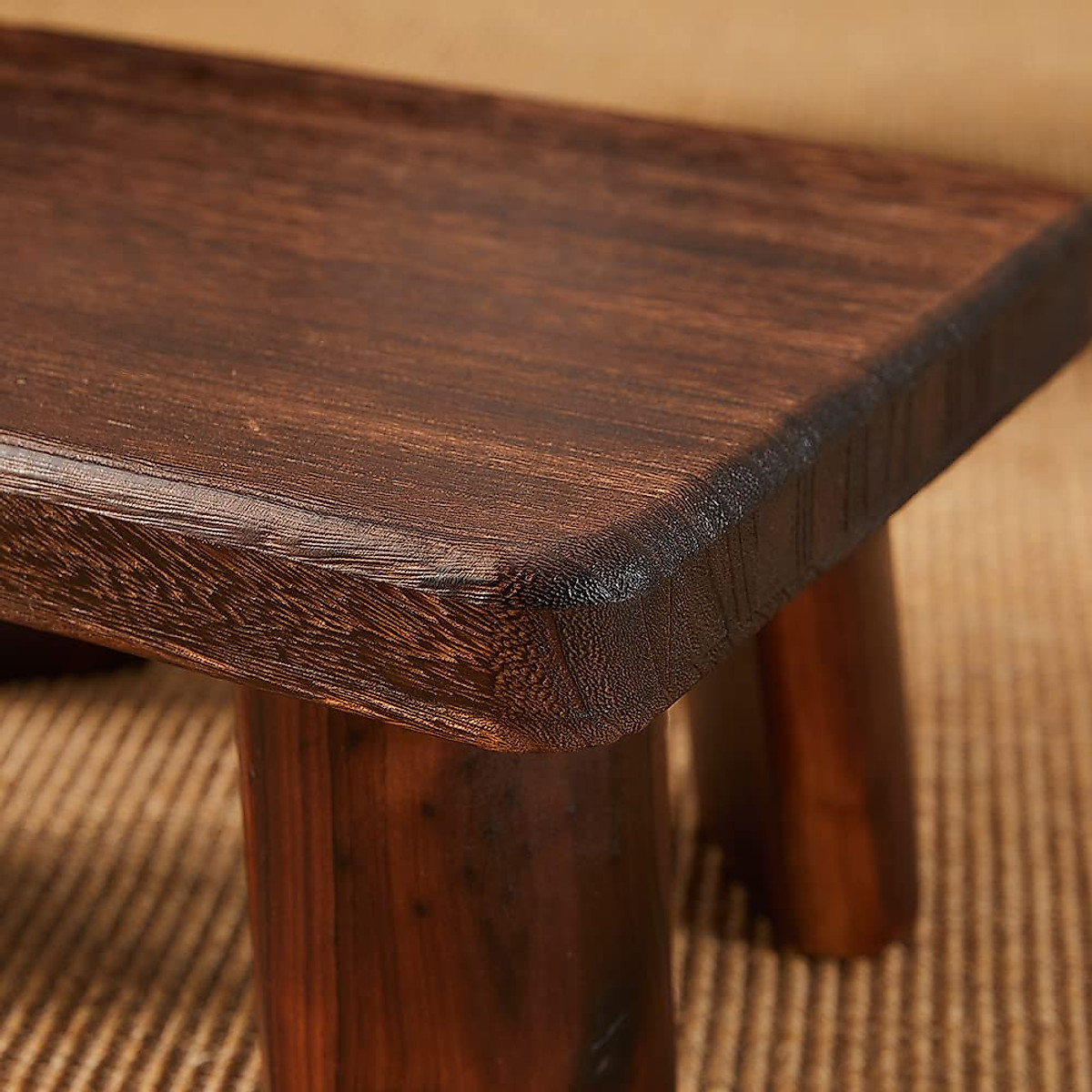 SINOBEST Wooden Stool, Rectangular Bedside Step Stool, Step Ladder for Kitchen & Bathroom, Foot Rest Stool Under Desk, Super Sturdy Hold Up to 500 LBS