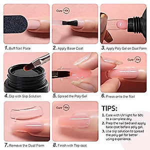 GAOY Poly Gel Nail Kit with U V Light Starter Kit, 6 Pcs Builder Gel Nail Extension Kit for Beginners with Everything Nail Art DIY