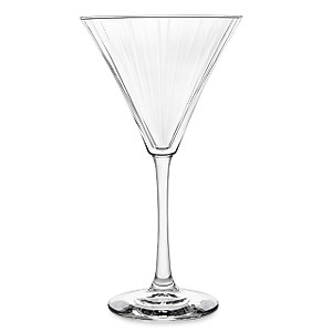 Libbey Paneled Martini Glasses Set of 4, 9.5 Oz Fine Ribbed Modern Martini Glasses, Dishwasher Safe Martini Cocktail Glasses for Cocktail Parties