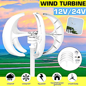 HUIZHITENGDA 10000W Lantern Wind Turbines Generator Kit,AC Wind Turbines Generator 12V 24V 48V 5 Blades with Controller No Noise Wind Turbine for Home Farm Boat (White),48v