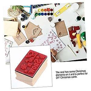 SEWACC Kids Toys 2pcs Christmas DIY Wooden Stamps Scrapbook Stamper Christmas Scrapbook Seal Stampers for Xmas Pattern Seal Delicate Seal Decorative Stamper Kid Toys