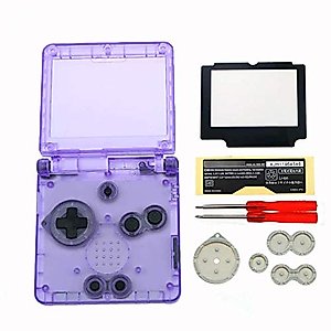 Full Housing Case Cover Housing Shell Replacement for Game boy Advance SP GBA SP Shell Case with Buttons Kit-Clear Purple