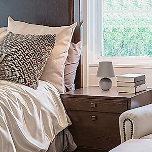 Simple Designs LT2008-GRY Mini Ceramic Globe Table Lamp with Matching Fabric Shade, Gray 5.51 x 5.51 x 8.66