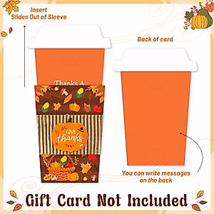 ANGOLIO 12Pcs Thanksgiving Gift Card Holder, Thanksgiving Appreciation Coffee Cup Gift Card Holder for Happy Thanksgiving Coffee Gift Cards for Thanksgiving Gifts Supplies taff Gifts, Nurse Presents, Gift Wrapping Decor
