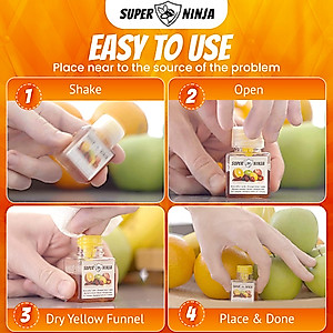 Super Ninja Fruit Fly Traps for Indoors - 2 Traps - Highly Effective Eco-Friendly Fruit Fly Catcher for Indoors - Pet and Child Safe - Up to 3 Weeks per Bottle