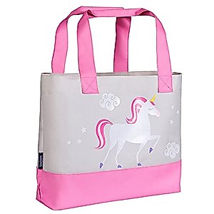 Wildkin Tote Bag for Kids & Adults, Measures 19.5 x 13 x 4.5 Inches, Polyester Fabric Travel Tote Bags, Features Two Durable Carrying Handles with Moisture-Resistant Interior Lining (Unicorns)