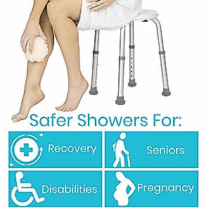 Vive Shower Stool for Inside Shower Waterproof - 21" Adjustable Bathroom Chair for Sitting, Shaving - Heavy Duty and Lightweight Safety Bench Seat for Elderly, Senior, Handicap and Disabled (250LBS)