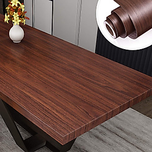 Yenhome Walnut Contact Paper Wood Grain Contact Paper 24"X118" Dark Brown Wood Contact Paper for Desk Countertop Shelves Self Adhesive Wood Wallpaper Peel and Stick for Kitchen Table Cabinet Wallpaper